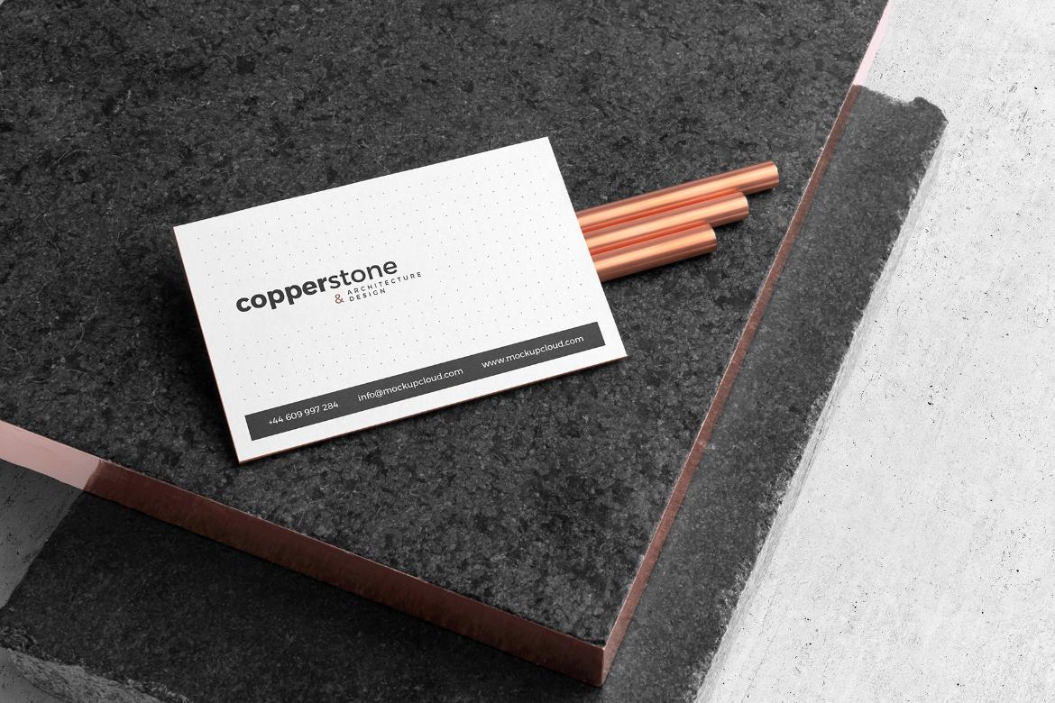 Copperstone Business Card Mockup Scene 18 | Premium & Free PSD Mockup Store