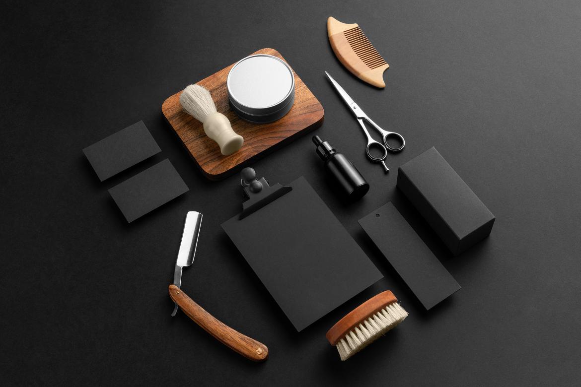 Barbershop Branding and Packaging Mockup Scene 01 | Premium & Free PSD ...