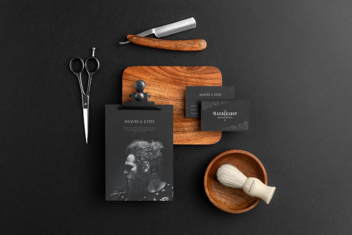 Barbershop Branding and Packaging Mockup Scene 07 | Premium & Free PSD ...
