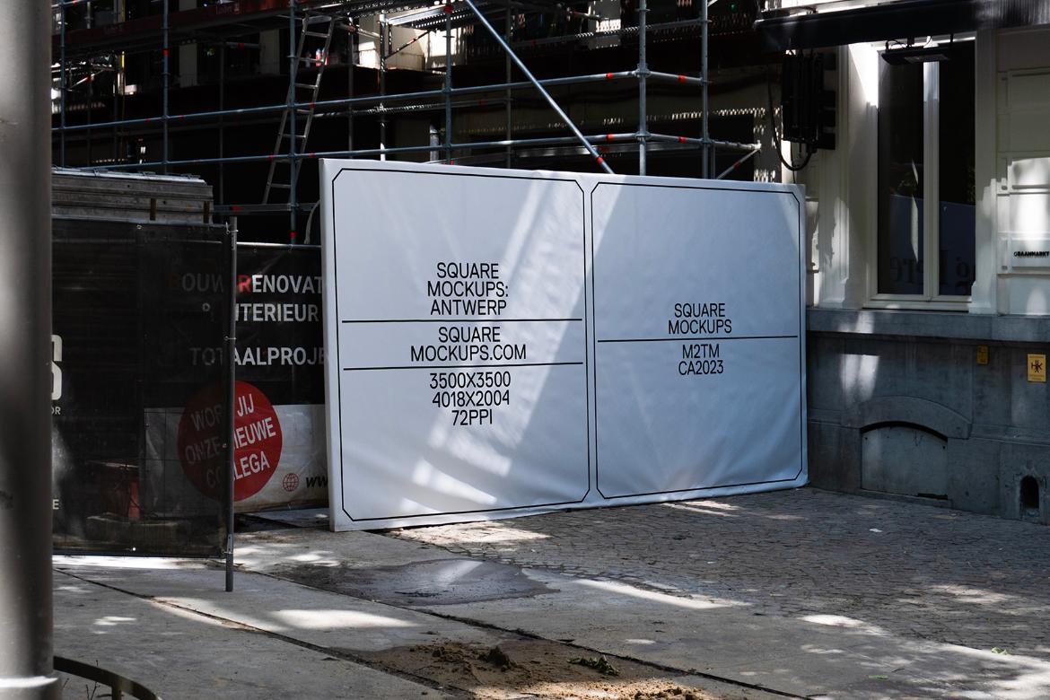 Construction Banner Mockup Scene 0002 Antwerp Series | Premium & Free ...