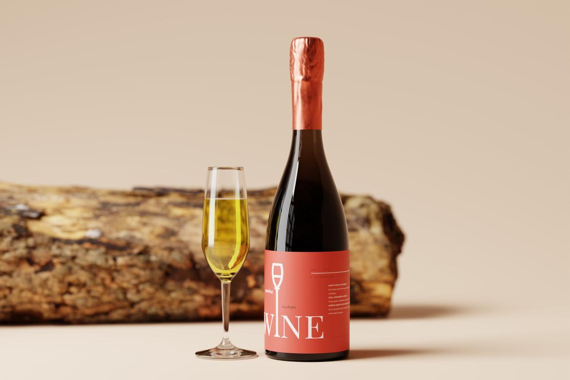Sparkling Wine Bottle Mockups to Showcase Your Wine Products | Premium ...