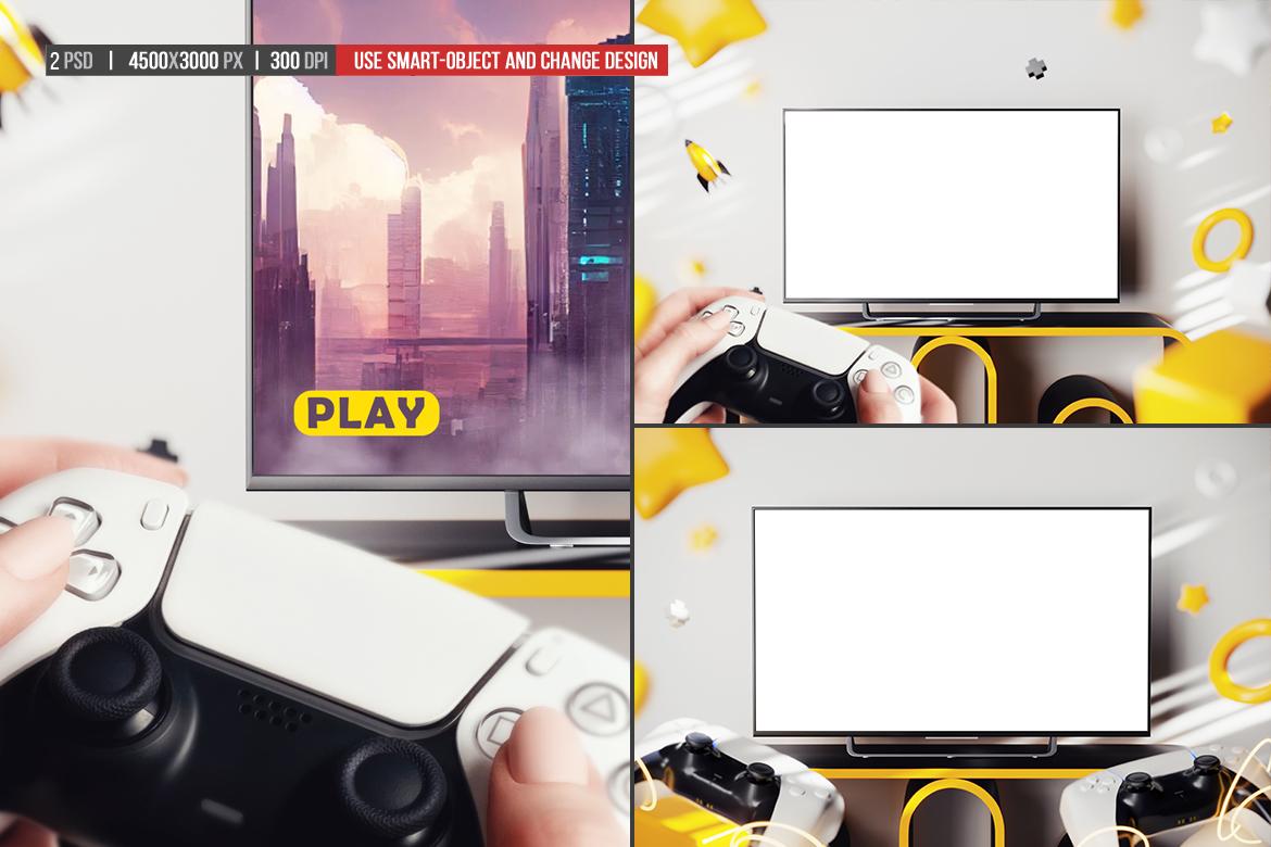 Playing Video Game TV Screen Mockup | Premium & Free PSD Mockup Store