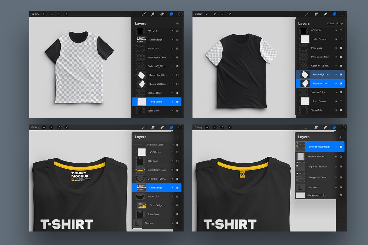 7 Mockups Classic Unisex T-Shirt for Procreate | Premium & Free PSD ...