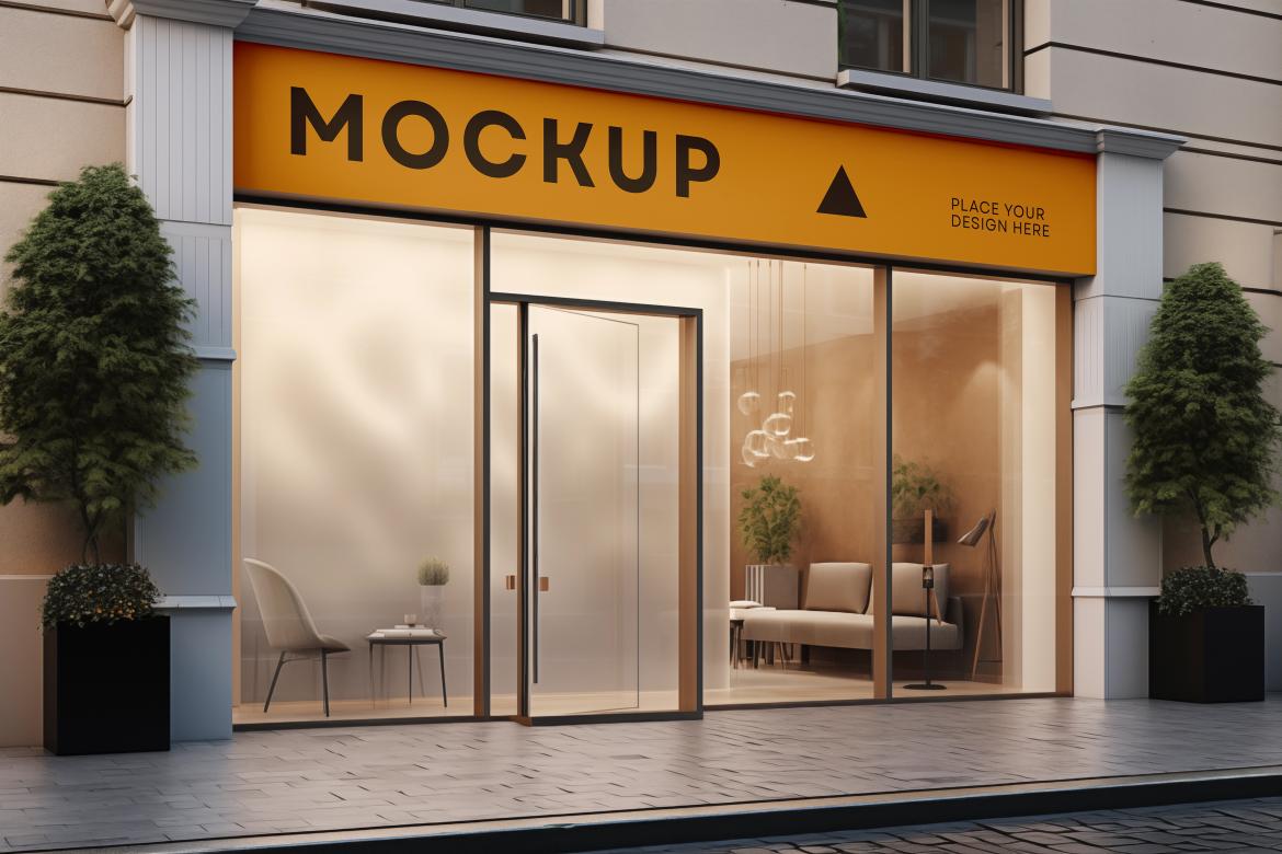 Shop Facade Mockup Generated with AI | Premium & Free PSD Mockup Store