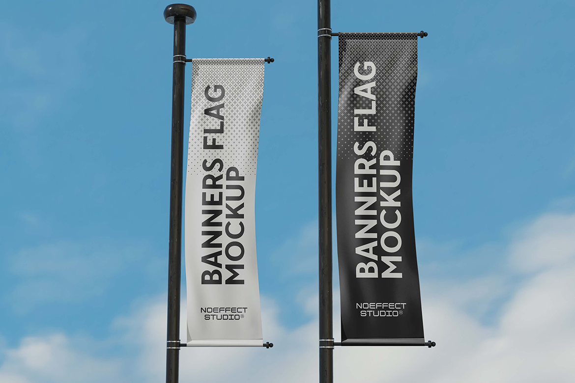 Pole Banners Flag Mockup Set (NE13) | Premium & Free PSD Mockup Store