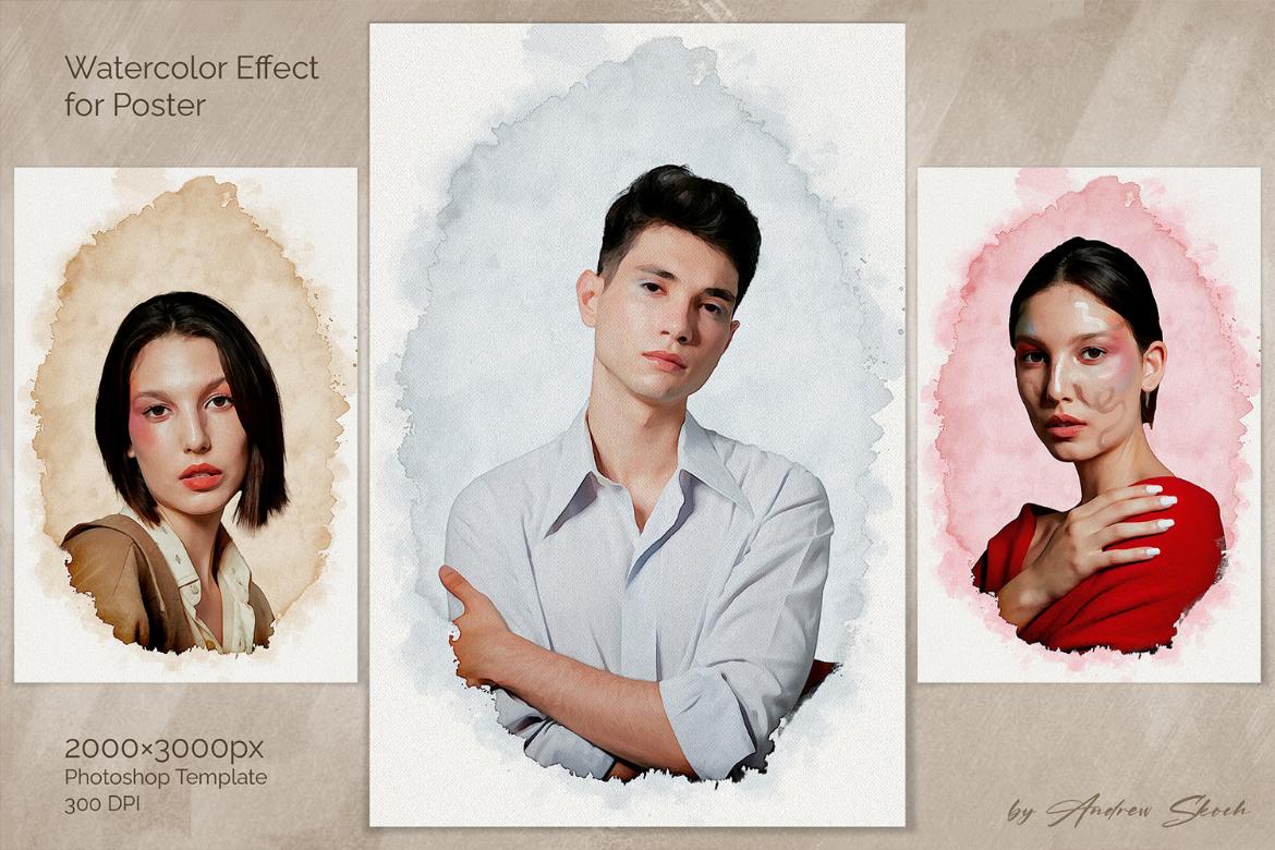 Portrait Watercolor Template | Premium & Free PSD Mockup Store