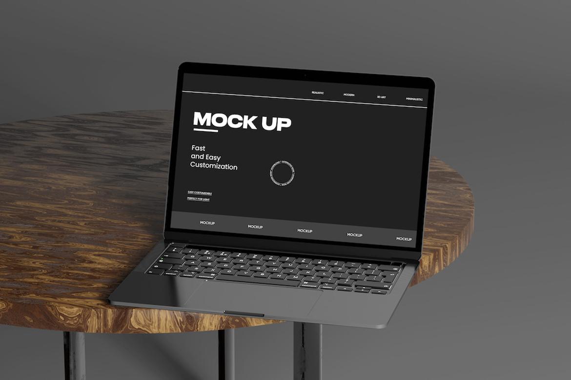 Modern Laptop Mockup on Desk | Premium & Free PSD Mockup Store