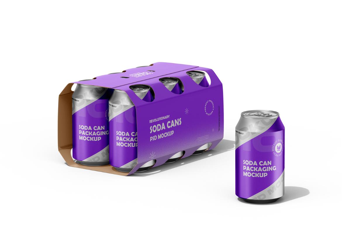 Soda Cans Six Pack Mockup | Premium & Free PSD Mockup Store