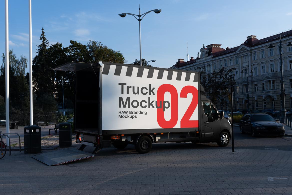 Delivery Truck Mockup Scene Raw-06 | Premium & Free PSD Mockup Store